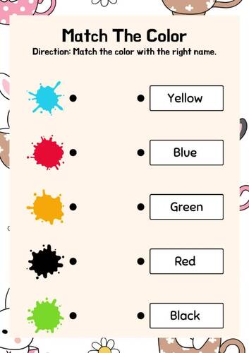 Matching The Color Easter Worksheet PreK - 2nd Easter Activity Printable