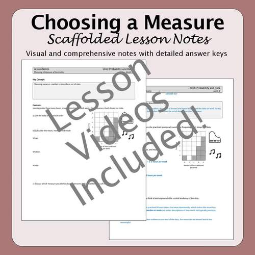Choosing a Measure of Central Tendency Lesson Pack | BC Math 8 ...