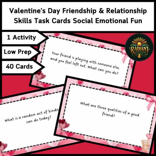 Valentine’s Day Friendship & Relationship Skills Task Cards Social ...