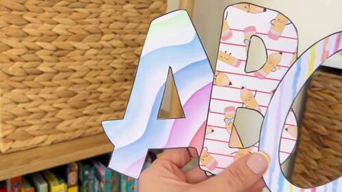Rainbow Pencils Bulletin Board Letters | Editable Lettering Pack Decor ...