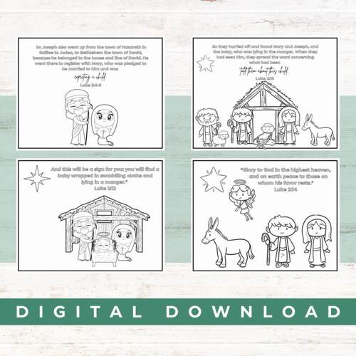 Mary and Joseph Nativity Coloring Pages: Sunday School Christmas (PDF)