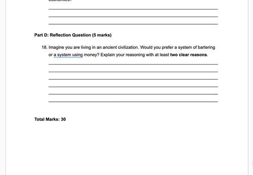 NEW ALBERTA SOCIAL STUDIES EDITABLE Ancient Economics Test and Study Sheet