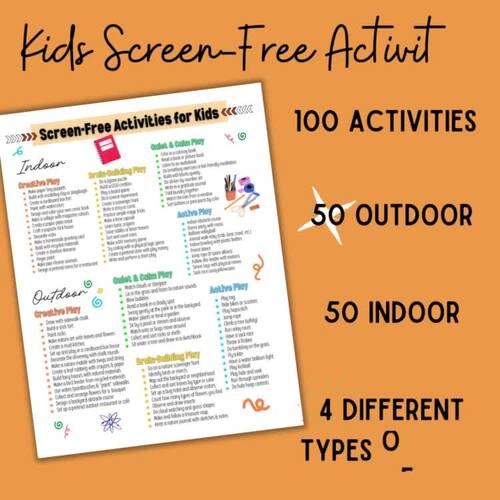 Kids Screen-Free Activities Printable | Boredom Buster Checklist | In ...