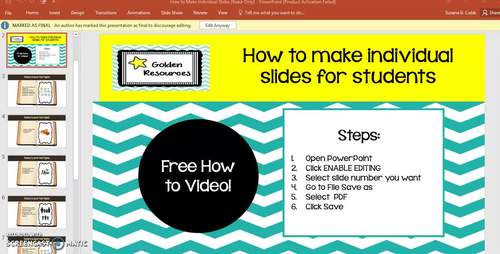 Distance Learning: FREE tutorial: How to make individual student slides!
