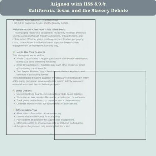 California, Texas & the Politics of Slavery • Trivia Game — HSS 8.9.4