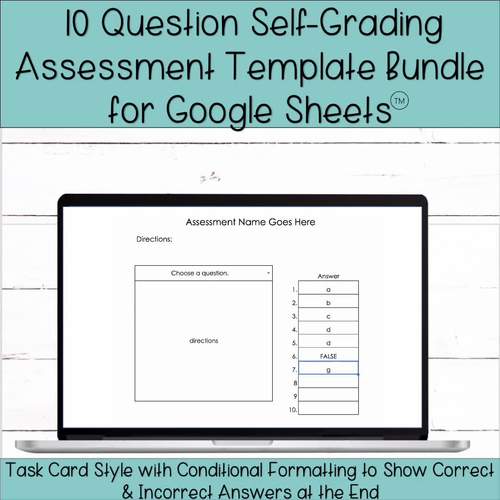 10 Question Self-Grading Assessment Templates by Digitally Yours Shop