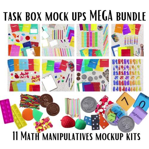 Math Task Box MEGA bundle - moveable images in math manipulative-themed ...