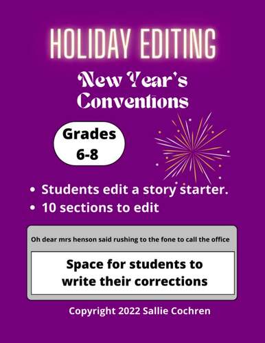 Holiday Editing: New Year's Conventions (Grades 6-8) | TPT
