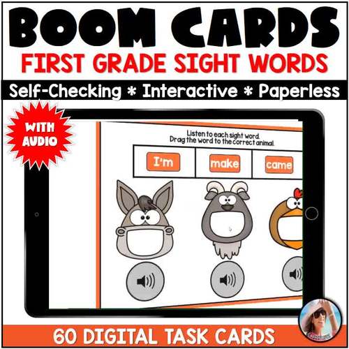 1st Grade Sight Words | High Frequency Words | Boom Cards with Sound