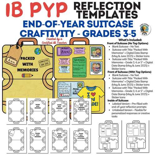 IB PYP End of Year Suitcase Craftivity 3–5 Reflection Templates ...