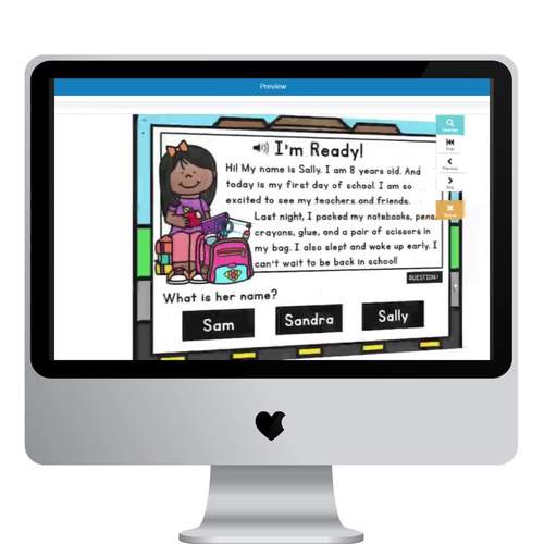 Back to School Reading Passages with Comprehension Questions Boom Cards ...