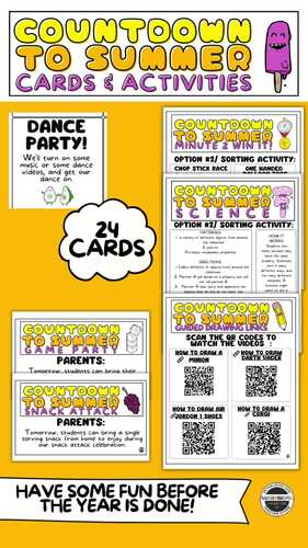 Countdown to Summer Cards and Activities | TPT