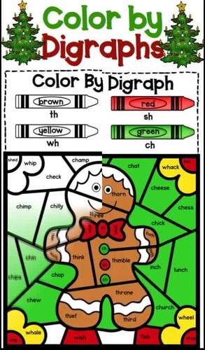 Christmas Color by Digraph | Christmas Color by Code | Christmas Phonics