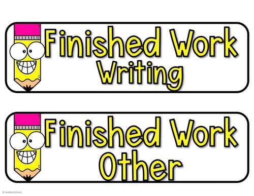 Classroom Labels - Finished and Unfinished Work Bins by Hedden 2 School
