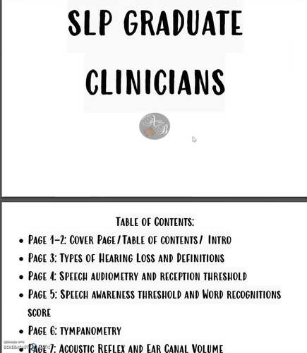 The Ultimate Practicum Packet for SLP grad students: Audiology Edition