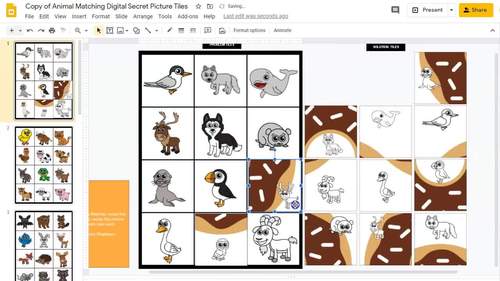 Animal Matching Digital Secret Picture Tile Puzzles | TPT