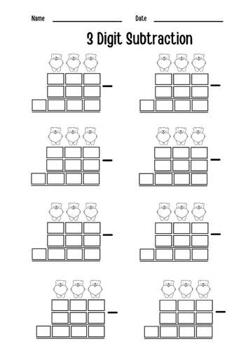 Regrouping Template for 3, 4, 5, 6 and 7 Digit Addition or Subtraction