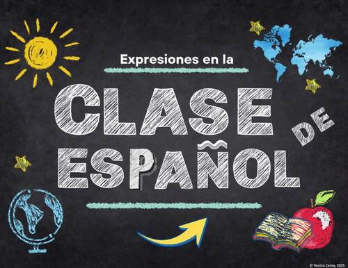 35 item Spanish Class Decor- Bulletin Board Spanish class expressions