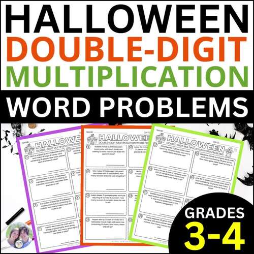 Halloween-Themed Double-Digit Multiplication Word Problems Worksheets ...