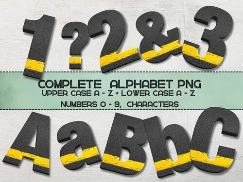 Construction Alphabet Clipart – Asphalt Road Letters, Uppercase & Lowercase