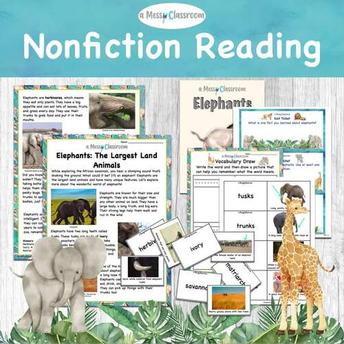 Elephants 2nd Grade Nonfiction Reading Writing Unit Prepositions W.2.2 & RI.2.7
