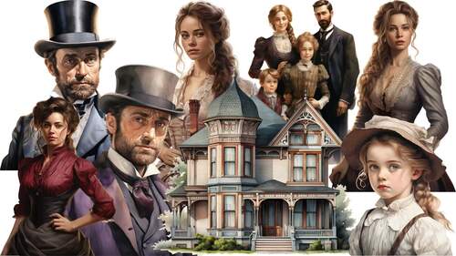 Watercolor Victorian Family Clipart Set of 20 Files by ArtisticTimberStudio