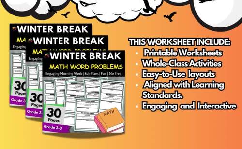 After/Back From Winter Break Math Word Problems Activities 4th,5th,6th ...