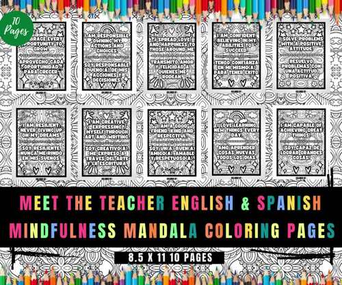 Meet The Teacher English And Spanish, Back To School Night, Coloring Sheets