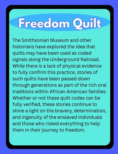 Black History Month Freedom Quilt Craft | Underground Railroad | Printable