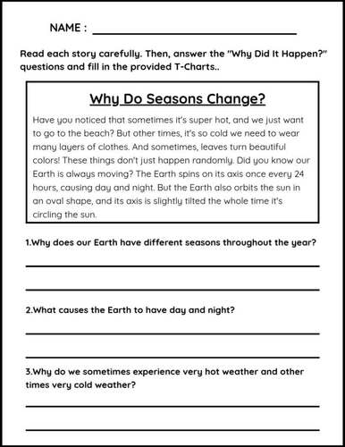 Cause & Effect Reading Comprehension Passages Science Worksheets ...