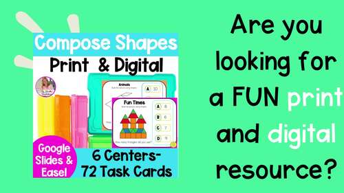 Compose Shapes | 6 LOW PREP Math Centers | Digital and Print | 1.G.A.2