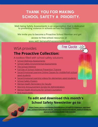School Newsletter-Editable July 2024 by Well-being Safety Assessments