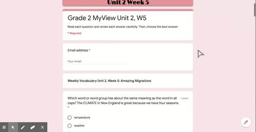Grade 2 MyView Literacy Unit 2 Week 5 Google Forms Assessment Practice