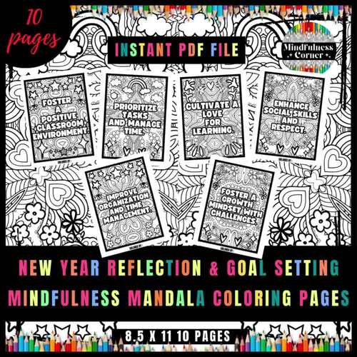 New Year Reflection And Goal Setting, 4th Grade Activities, SEL Coloring