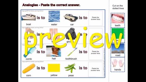 Analogies Association– Cut and Paste the analogy - Worksheets with real ...