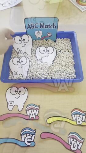 Dental Heath Month ABC Match Activity | Kindergarten literacy center ...