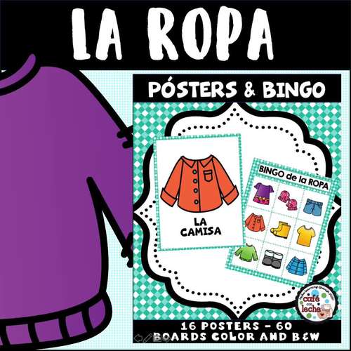 Bingo de la ropa - Clothing Bingo Game in Spanish | TPT