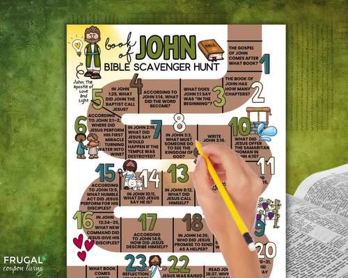 Gospel of John Bible Scavenger Hunt, New Testament Miracles & Teachings ...