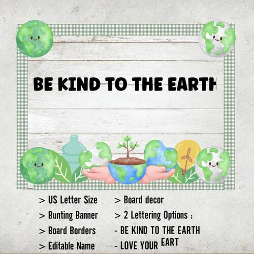 Earth Day Bulletin Board kit BE KIND TO THE EARTH March Door Decoration