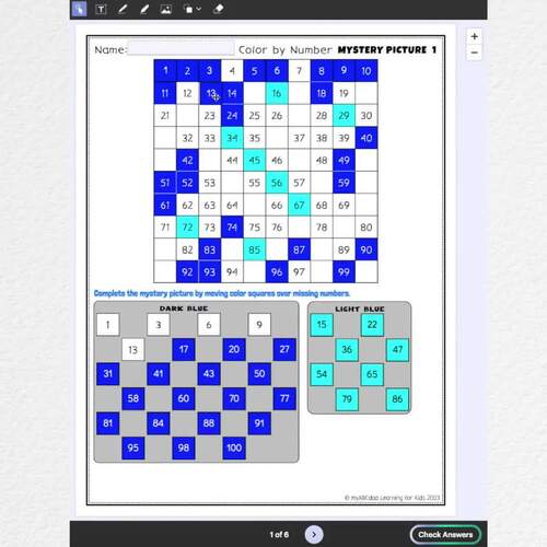 Winter 100s Chart Color by Number Mystery Picture Math Activities