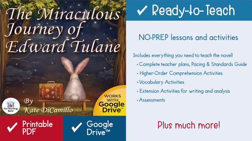 The Miraculous Journey of Edward Tulane Novel Study Book Unit | TPT