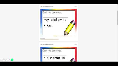 Editing Sentences Digital Task Cards Distance Learning w/ Google Forms