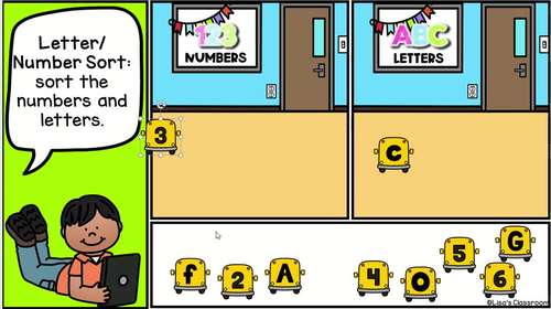 BACK TO SCHOOL Theme LETTER NUMBER SORT -ONLINE Distance Google Digital ...