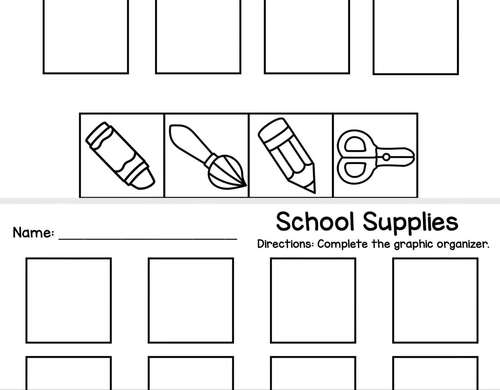 School Supplies Thematic Unit for Special Education by abcs and autism