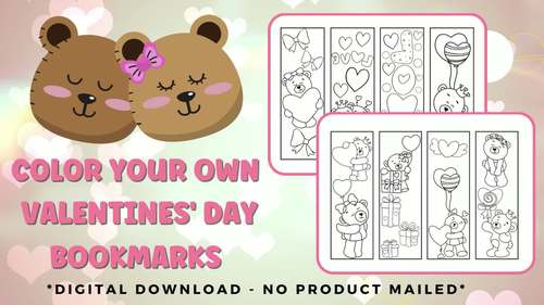 Valentine's Day Bookmarks to Color by Spirit Owl Teaches | TPT
