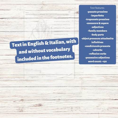 Italian Reading Comprehension 2 by Esteem Learning | TPT