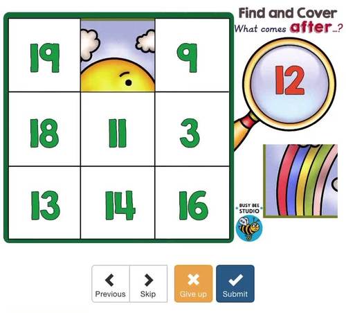 Spring Numbers Before and After Up to 20 Boom Cards games by Busy Bee ...