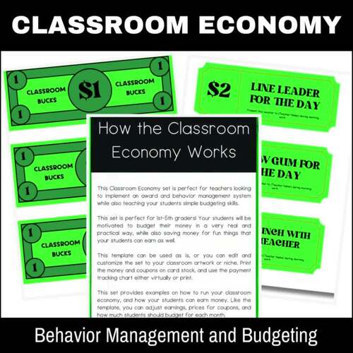 Classroom Economy, Financial Literacy Template, Classroom Management