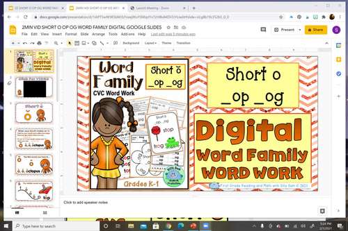 INTERACTIVE GOOGLE SLIDES CVC SHORT O OP OG Word Family DIGITAL & PRINT