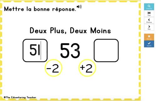 Number Sense deux plus et deux moins à 100 French Digital Boom Cards